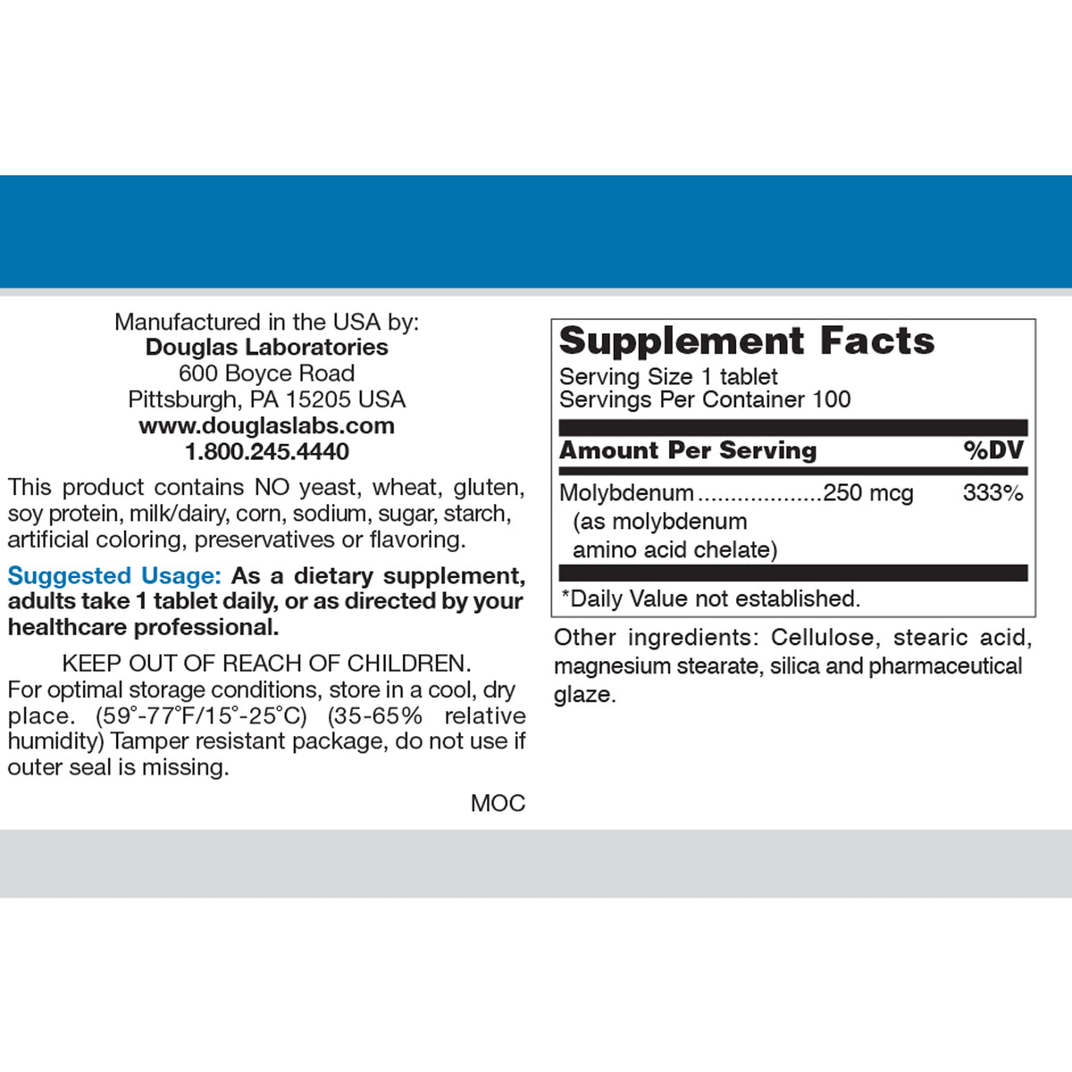 Molybdenum 250mcg (100 tabs) – Aurora Health and Nutrition